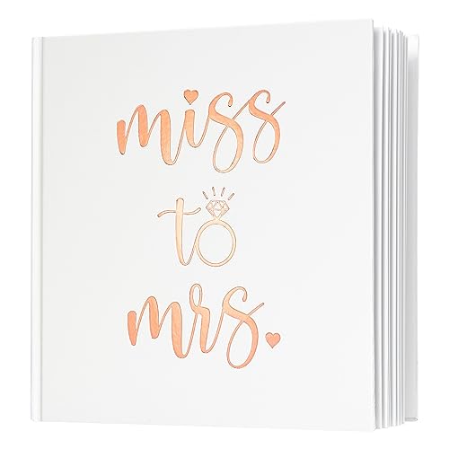 Calculs Polaroid 'miss to mrs' Picture Book Bridal Shower Guest Book Blank Pages for Instant Film Rose Gold Bachelorette Party Sign in Book 8.5” Square White Cover Rose Gold Foil Stamping