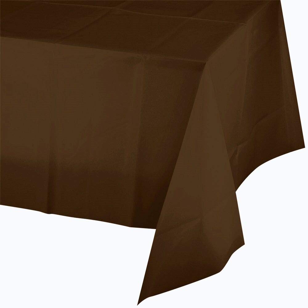 ROYAL7 3 Pack Brown, Rectangle Disposable Plastic Tablecloth for Picnic, Birthday, BBQ, Party, Wedding (Brown, Rectangle, 54in. X108in.)