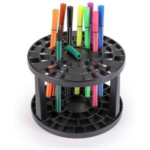 youfui 49 holes paint brush holder stand-artist paint & makeup brushes holder for pens, pencils or small tools (black)