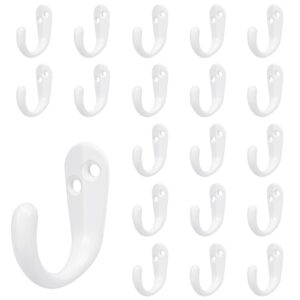 nearmoon coat hooks wall mounted - heavy duty metal single prong robe hanger rustproof wall hooks for towel hat key bag on bathroom, kitchen, livingroom(20 pack, white)