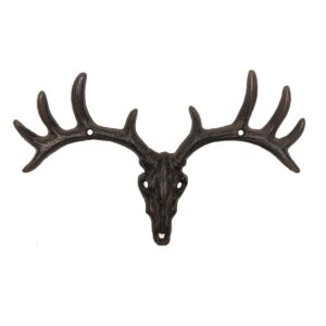 treasure gurus cast iron deer skull antler hooks wall mount western coat rack key ring rustic home decor