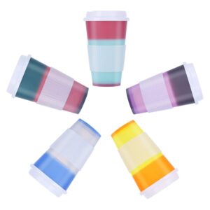 chordobe color changing reusable hot cups 5 pack 16 oz bulk plastic to-go coffee cups with lids - travel tumblers for kids and audlts (hot color changing cups)