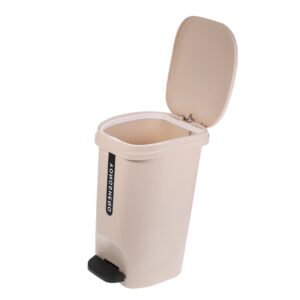 okumeyr 10l plastic trash can with lid, 13 gallon capacity, khaki color, for office, kitchen, bathroom, outdoor use