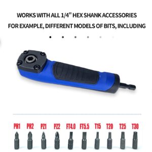 Right Angle Drill Attachment, 90 Degree Drill Adapter, Screwdriver Socket Adapter, Drill Bit Corner Adapter for Most Electric Drills, Socket Wrenches, Perfect for Driving Screws in Tight Spaces(Blue）