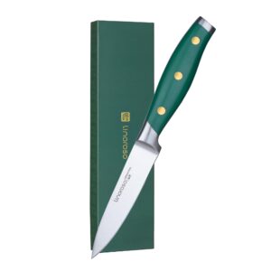 linoroso paring knife 3.5 inch small kitchen knife with premium gift box, german carbon stainless steel fruit knife, ultra sharp knife for cutting and peeling, gifts for women and men