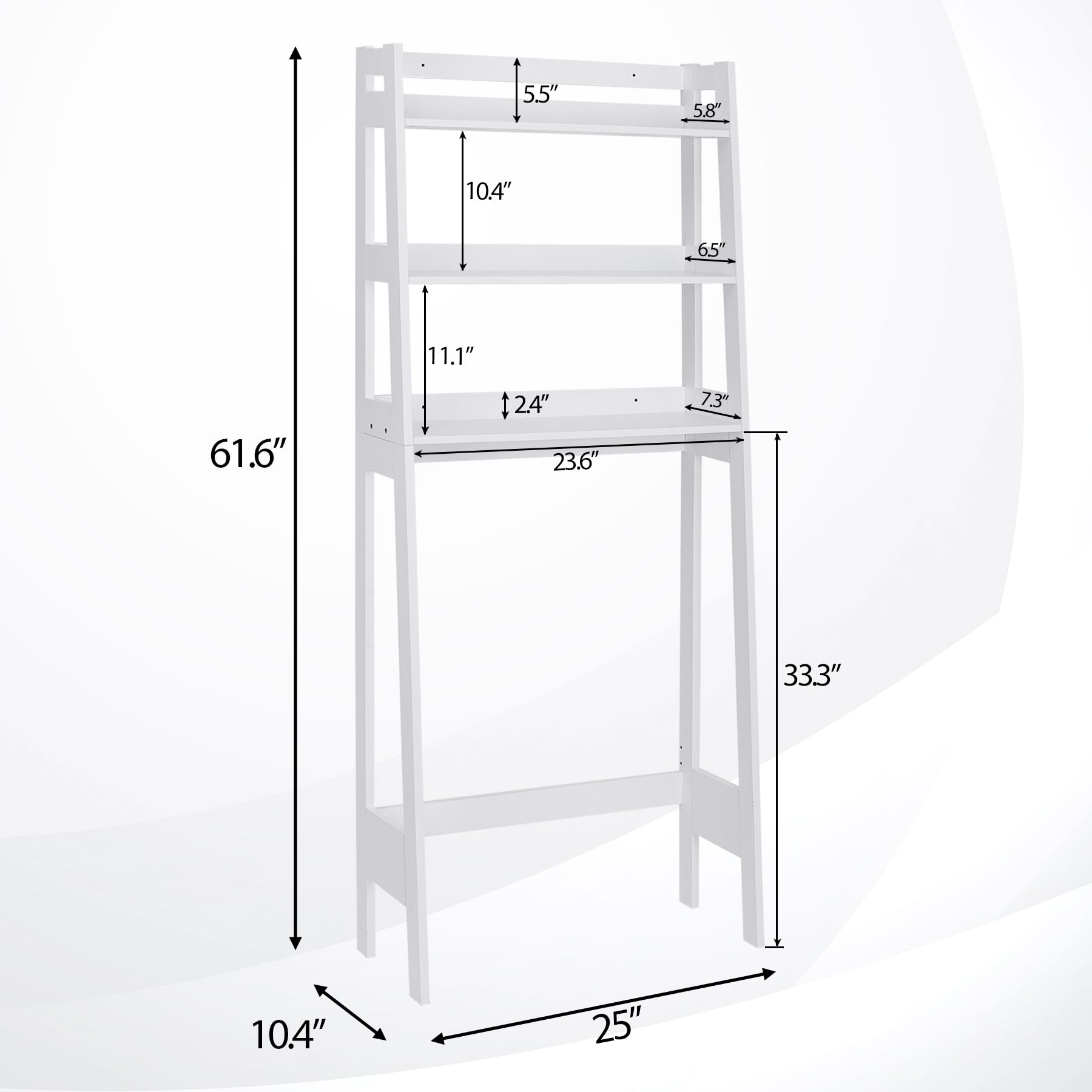 ZENY 3-Tier Over-The-Toilet Space Saver Organizer Rack, Over The Toilet Storage, Freestanding above Toilet Stand for Bathroom, Restroom, Laundry, White