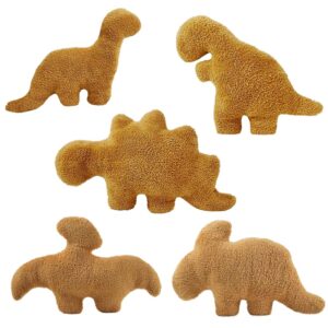 yomotree dino chicken nugget plush, soft dinosaur chicken nuggets pillow for birthday gifts, dinosaur theme party decorations (dino-5pack-small)