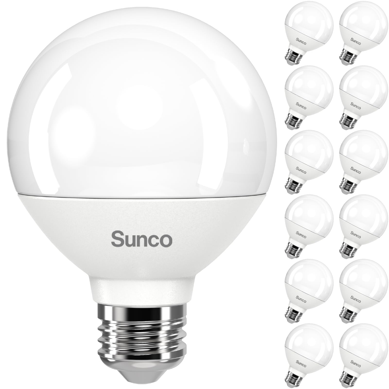 Sunco 12 Pack Vanity Globe Light Bulbs G25 LED for Bathroom Mirror, High Output 1000 LM, 100W Equivalent 11W, 5000K Daylight, Dimmable, E26 Base, Round Frosted Decorative Bulb