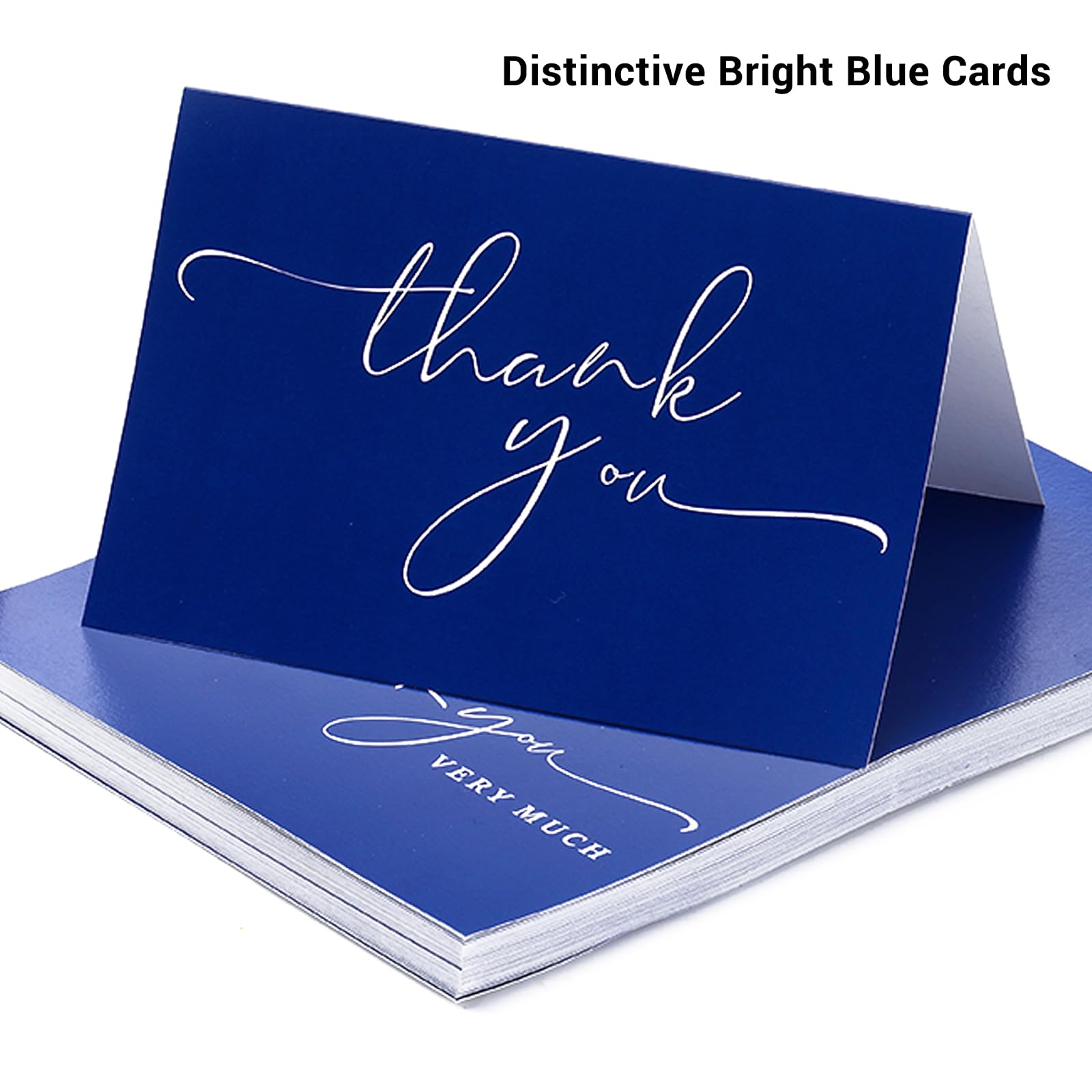 CDXHOME 40 Classy Navy Blue Thank You Cards - Greeting Notes for Wedding,Business,Graduation,Birthday,Party,Anniversary,Baby Shower|Blank Inside|Includes Gold Envelopes & Stickers