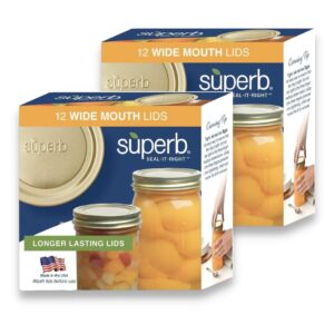 superb wide mouth mason jar canning lids – made in the usa (2 boxes - 12 lids each)