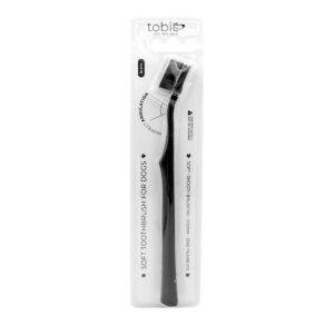 tobie oral pet care toothbrush for dogs with 2340 filaments - adult & puppy toothbrush - gentle doggy toothbrush with soft bristles - soft dog toothbrush for dog dental care - in black