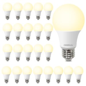 degnju 24 pack led light bulbs soft white 2700k, 60 watt equivalent led bulbs, a19 standard bulbs, 800 lm, 15000 hours, e26 base, non-dimmable, 8.5w white led bulbs for bedroom living room