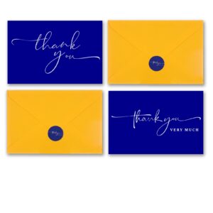 cdxhome 40 classy navy blue thank you cards - greeting notes for wedding,business,graduation,birthday,party,anniversary,baby shower|blank inside|includes gold envelopes & stickers