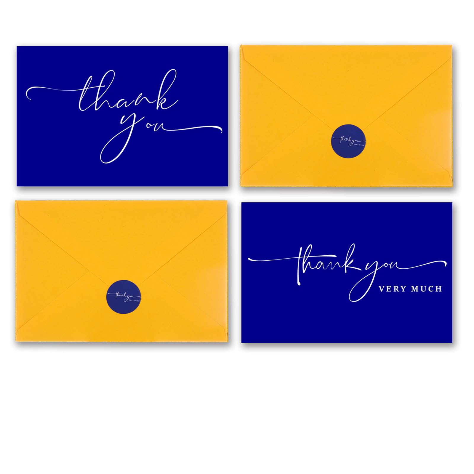 CDXHOME 40 Classy Navy Blue Thank You Cards - Greeting Notes for Wedding,Business,Graduation,Birthday,Party,Anniversary,Baby Shower|Blank Inside|Includes Gold Envelopes & Stickers