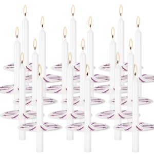 100 Pcs White Unscented Taper Candle with Drip Protectors, Church Candles, Vigil Candles, Shabbat Candles, Prayer Candles, 5 Inch …