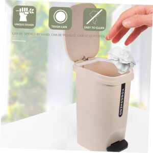 OKUMEYR 10L Plastic Trash Can with Lid, 13 Gallon Capacity, Khaki Color, for Office, Kitchen, Bathroom, Outdoor Use