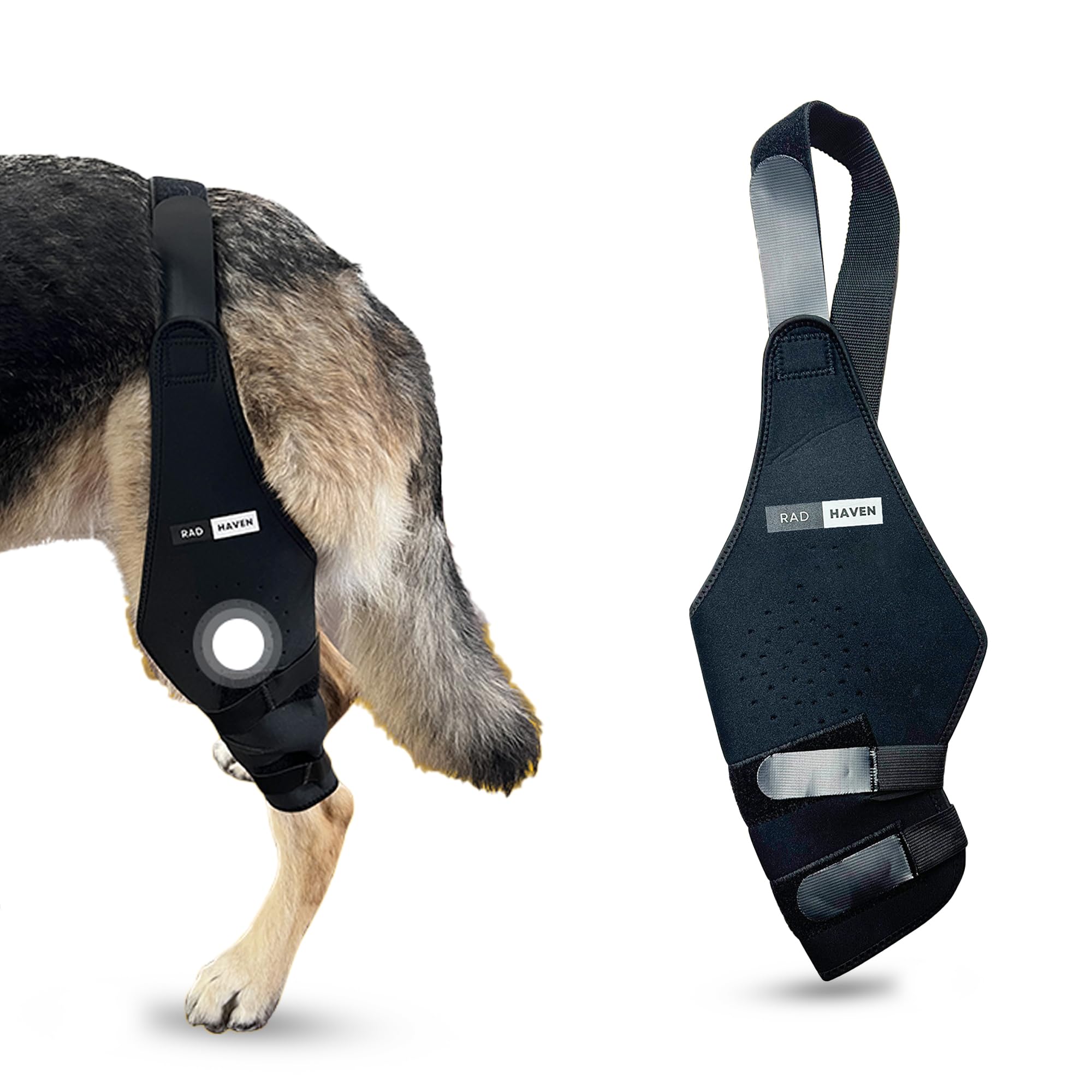 RadHaven Dog Knee Brace for Torn ACL Hind Leg, Cruciate Ligament Injuries, Patella Dislocation, Double Straps and Comfortable Dog Leg Braces for Back Leg Support (Right- Large)