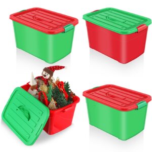 abbylike 33 quarts christmas storage bin holiday seasonal storage totes with lids red green christmas ornament storage containers for christmas home organization holiday decoration(4 packs)