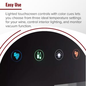 Wine Enthusiast Somm du Vin 2-Bottle Wine Preserver and Chiller – Split Zone Temperature Control, Hands Free Vacuum Seal System, Touchscreen Controls (Right Hinge)