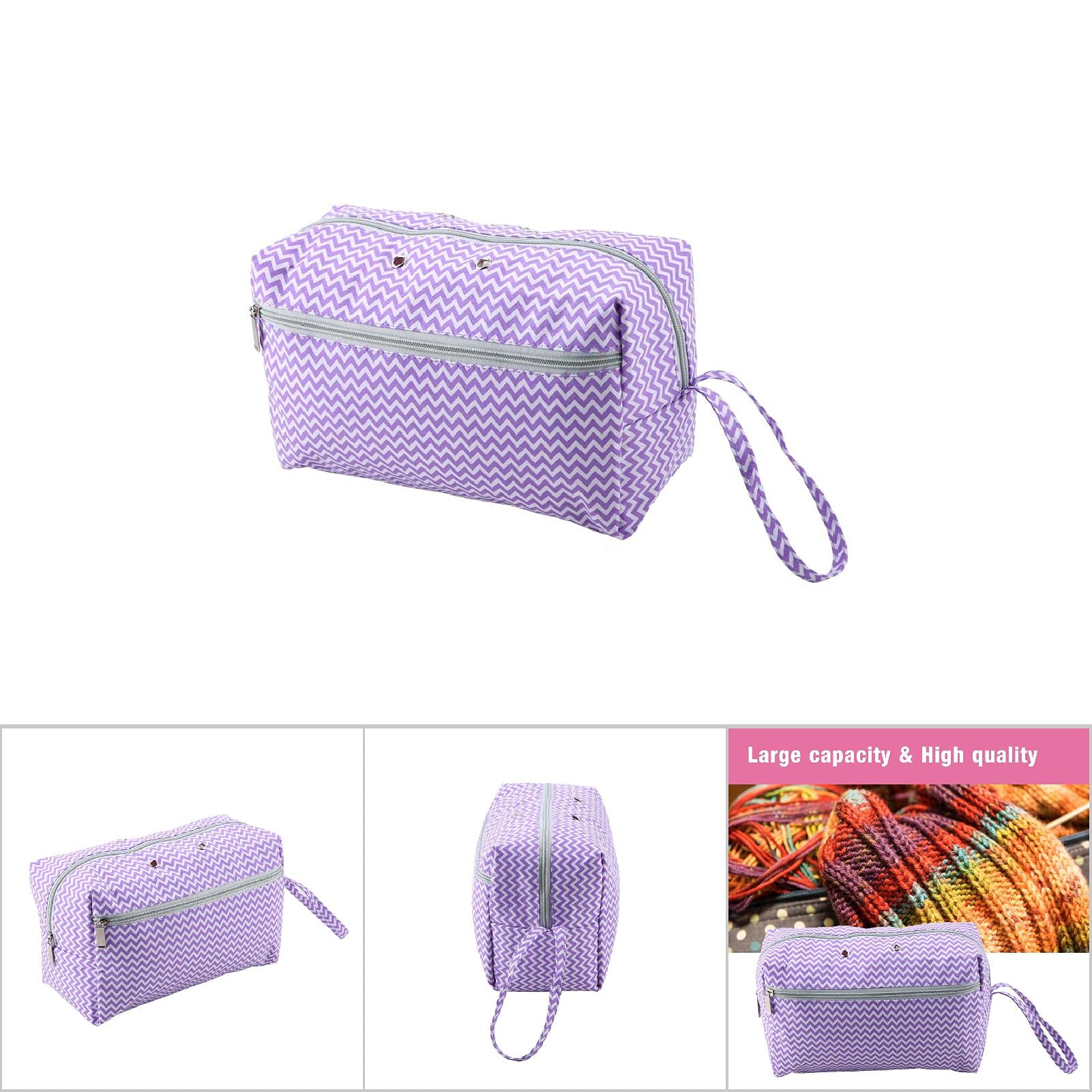 QANYEGN Small Crochet Bag Organizer, Yarn Storage Bag, Portable Crochet Kniing Bag to Organize Kniing Tools and Accessories (Straight L Size)