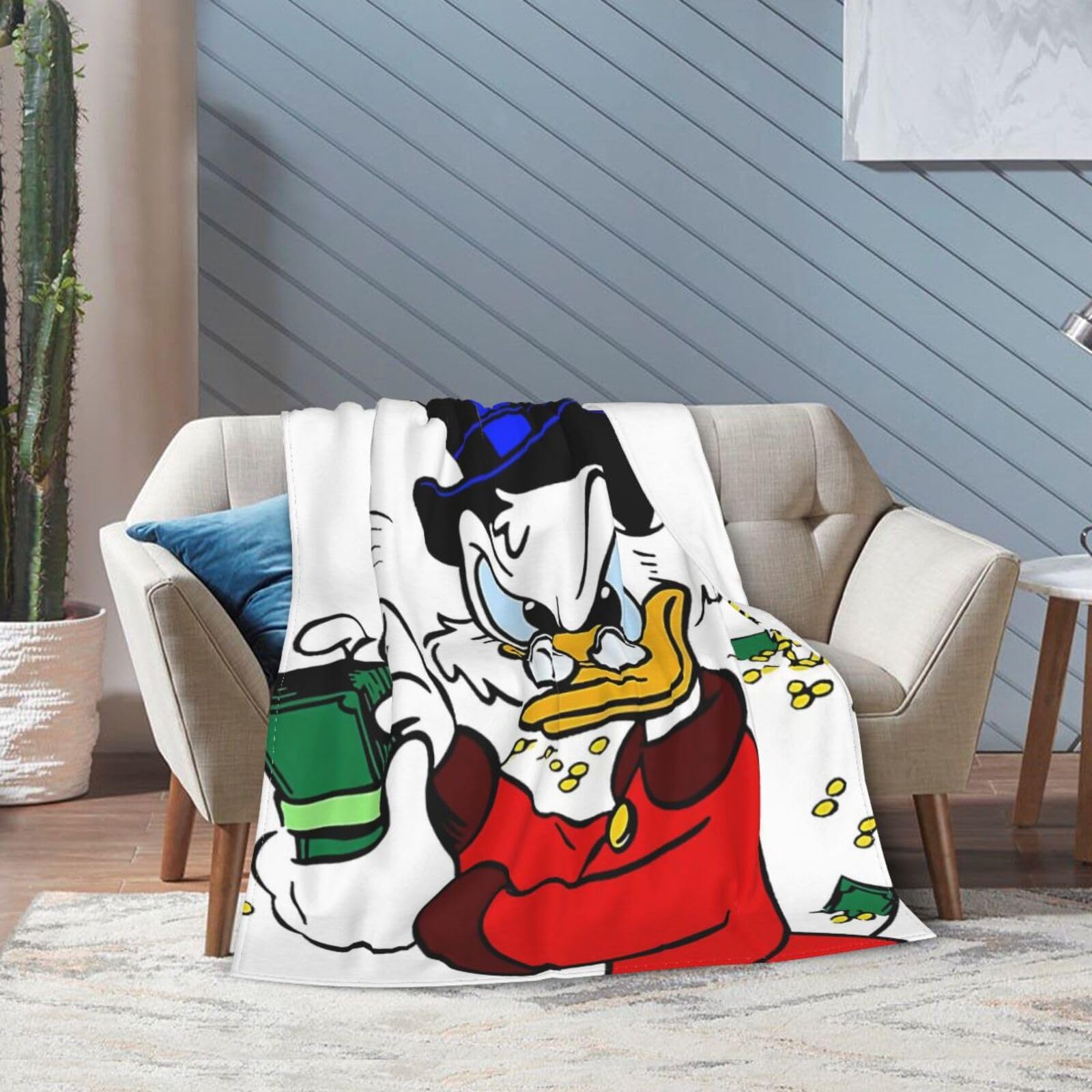 Scrooge Mcduck Blanket Soft Cozy Fleece Throw Blanket Plush Lightweight Warm Fuzzy Flannel Blankets and Throws for Boys Girls Couch Sofa Bed 60"X50"