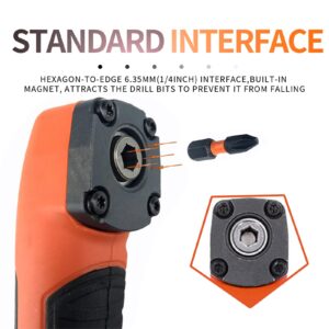 90 Degree Drill Adapter, Right Angle Drill Attachment, ABS Handle Screwdriver Socket Adapter, Drill Bit Corner Adapter, Perfect for Driving Screws and Drill Holes in Tight Spaces(Orange)