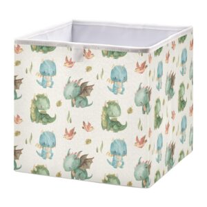 sdmka watercolor dragon cube storage bin foldable storage cubes fabric storage baskets for shelf closet home organizers, 11 inch