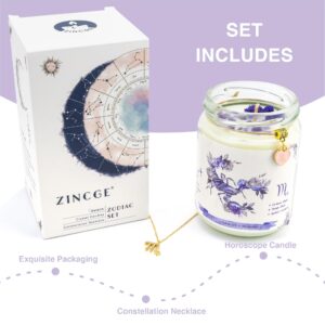 Scorpio Zodiac Gift Set for Women,ZINCGE Scorpio Soy Scented Candle, Scorpio Necklace Pendant for Women, Zodiac Sign Crystal Candle Gifts Set,October Astrology Gifts