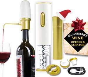 rechargeable electric wine opener set - wine gift set - electric wine aerator - wine bottle opener - electric wine dispenser opener set - wine accessories gifts for women - wine sets gifts