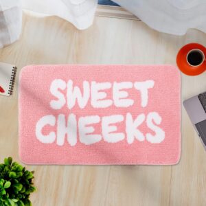 dhujbff sweet cheeks bath mat for tub - trendy cute pink bath mats for girls, anti slip funny bath rugs for bathroom, blush pink bathroom decor accessories, hypebeast y2k room decor