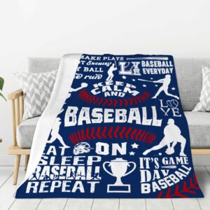 HAXOILO Baseball Gifts for Boys, Baseball Blankets Baseball Team Gifts 50x60 Warm Cozy Flannel Throw Blanket Baseball Gifts for Coach and Men