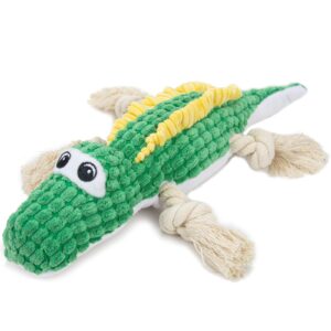 wildwave dog plush toys dog chew toys pet squeaky toys with squeaker, interactive chewing and long-lasting soft toys for puppy small medium dogs teeth cleaning training(crocodile)