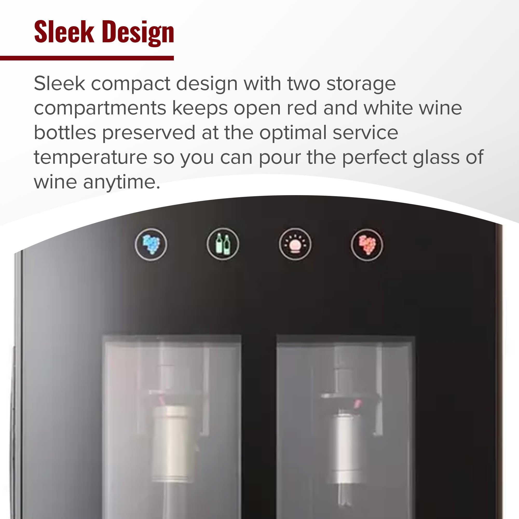 Wine Enthusiast Somm du Vin 2-Bottle Wine Preserver and Chiller – Split Zone Temperature Control, Hands Free Vacuum Seal System, Touchscreen Controls (Right Hinge)