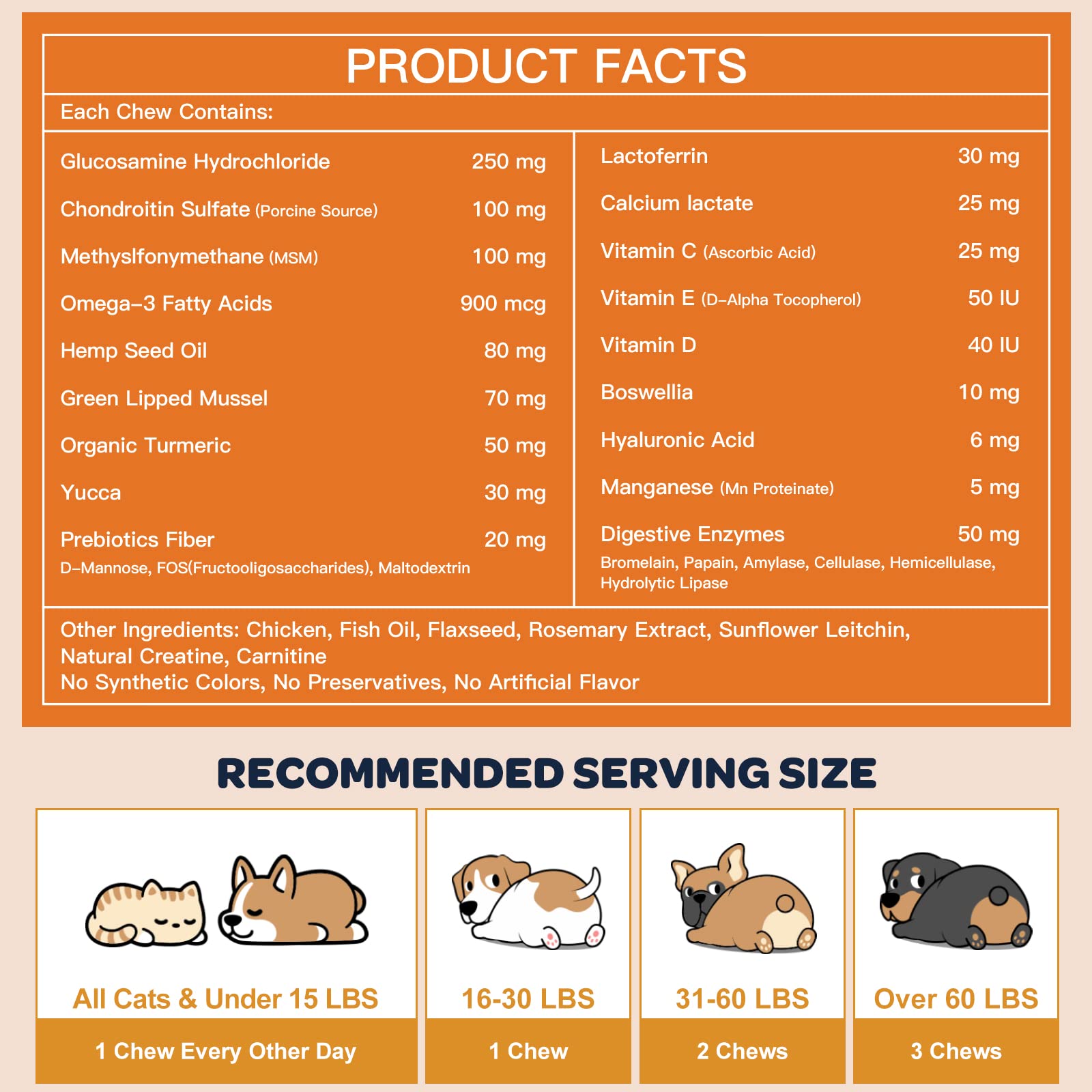 Glucosamine for Dogs, Hip and Joint Supplement，Probiotics for Dogs, 6 Billion CFUs, Freeze Dried Dog Probiotics with Prebiotics and Digestive Enzymes