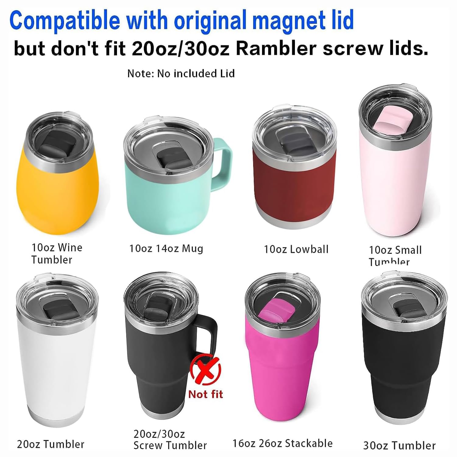 Magnetic Slider Replacement Block, Compatible with YETI Lids 10 oz, 14 oz, 16 oz, 20 oz, 26 oz, 30 oz, Black(2 Pack)