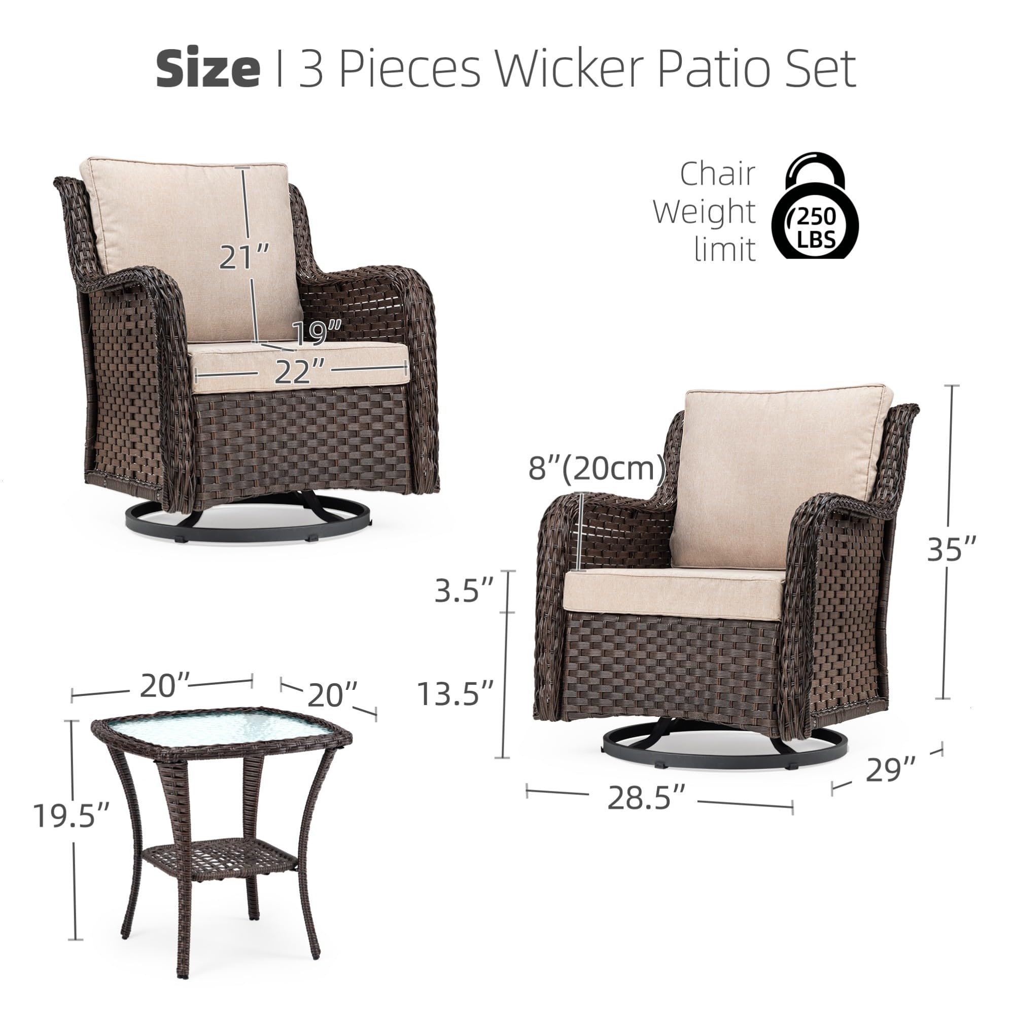 GAOMON Patio Bistro Set, Beige1