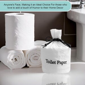 Born Uncommon Funny Spare Toilet Paper Tissue Cover - Reusable & Washable Fabric Toilet Paper Roll Storage Bag with Drawstring Closure - Bathroom Decor for Office, Hotels & Home Toilet Paper Storage