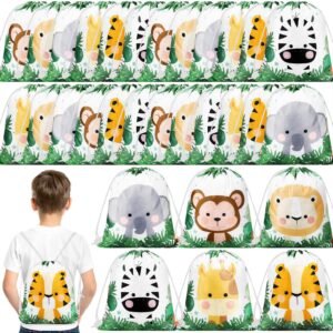 ferraycle 30 pack safari drawstring bags safari goodie bags party favors bags party treat bags birthday party jungle animals party favor bags for baby shower, 9.8 x 11.8 inch