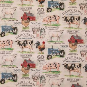 hobby lobby dairy farm cotton calico fabric (2 yard) – printed sewing fabric by the yard – lightweight precut fabric for sewing clothes, homeware, & other accessories – diy craft fabric