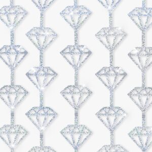 katchon, holographic silver foil diamond curtains - 3.4x6.5 feet, pack of 2 | diamond backdrop curtain | silver diamond garland, denim and diamonds party decorations | bachelorette party decorations