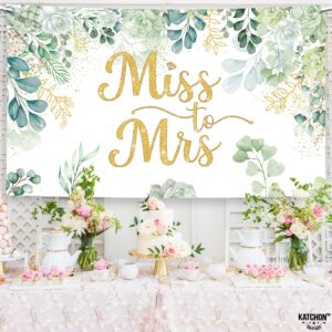 KatchOn, Green Miss to Mrs Banner - XtraLarge, 72x44 Inch | Miss to Mrs Backdrop for Green and Gold Bridal Shower Decorations | Bridal Shower Backdrop, Bachelorette Party Decorations, Miss to Mrs Sign