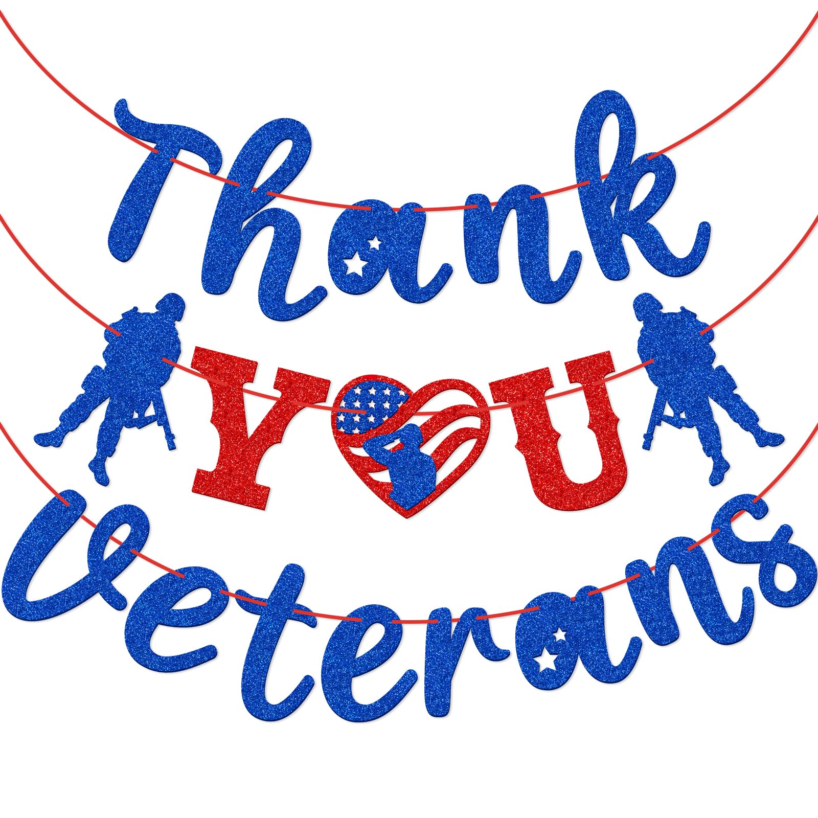 Thank You Veterans Banner, Happy Labor Day Banner, Military Theme Banner for Memorial Day or Veterans Day, Army Party Decoration