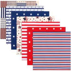 tehaux 7pcs 4th of july jelly fabric, american flag cotton fabric patchwork fabric for independence day quilting fabric sewing fabrics for quilting patchwork, diy craft, scrapbooking