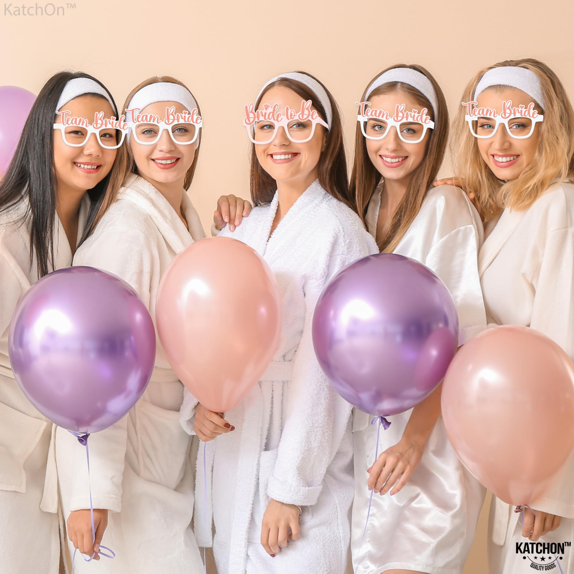 KatchOn, Rose Gold Bridal Shower Photo Props - Pack of 10 | Team Bride Glasses, Bridal Shower Photo Booth Props | Rose Gold Bachelorette Party Decorations | Bride Sunglasses, Bridal Shower Decorations