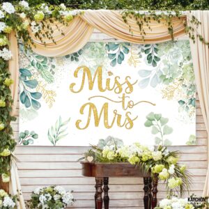 KatchOn, Green Miss to Mrs Banner - XtraLarge, 72x44 Inch | Miss to Mrs Backdrop for Green and Gold Bridal Shower Decorations | Bridal Shower Backdrop, Bachelorette Party Decorations, Miss to Mrs Sign