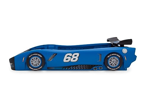 Delta Children Turbo Race Car Twin Bed, Blue Snooze 6 inch Memory Foam Twin Mattress (Bundle)