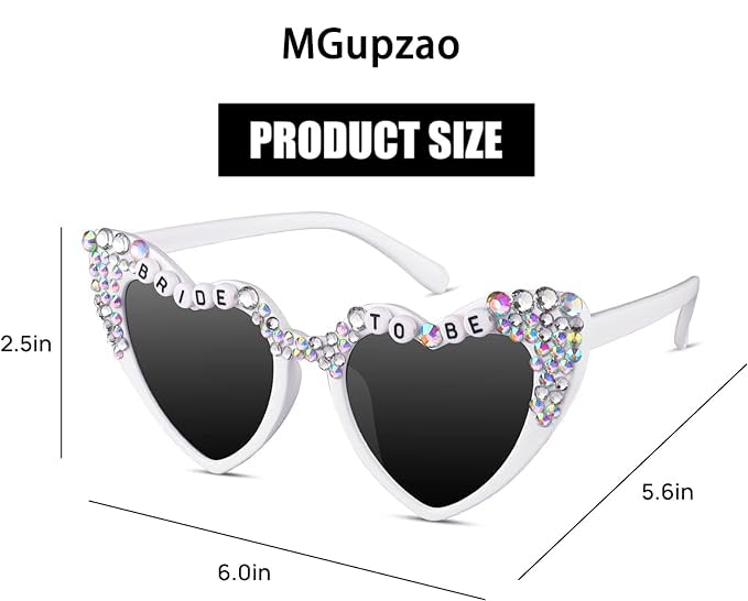 MGupzao Bride Sunglasses - White Bachelorette Glasses for Bride to Be, Bridal Shower Gift, Bachelorette Beach Accessories Party Favors