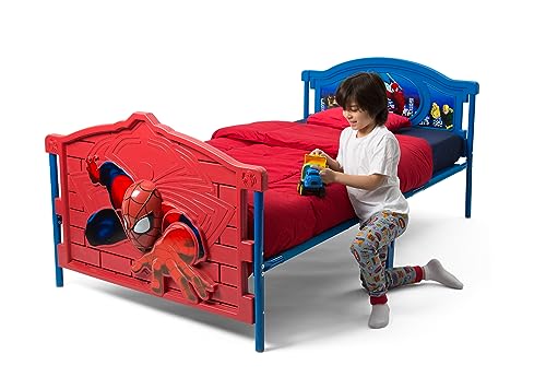 Delta Children Plastic 3D-Footboard Twin Bed, Marvel Spider-Man Snooze 6 inch Memory Foam Twin Mattress (Bundle)