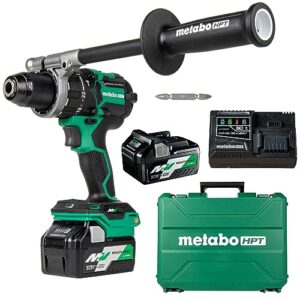 metabo hpt 36v multivolt cordless ½-inch hammer drill kit 1,400 in-lbs. max torque reactive force control optional ac adapter dv36dc