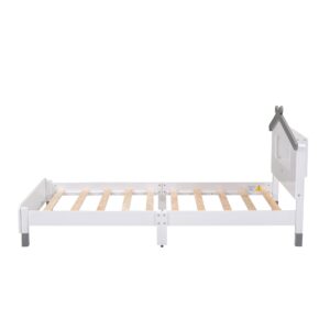 Bellemave Twin Size Platform Bed with House-Shaped Headboard and Motion Activated Night Lights,Wood Twin Kids Bed Frame for Teens, Girls,Boys(Twin,White)